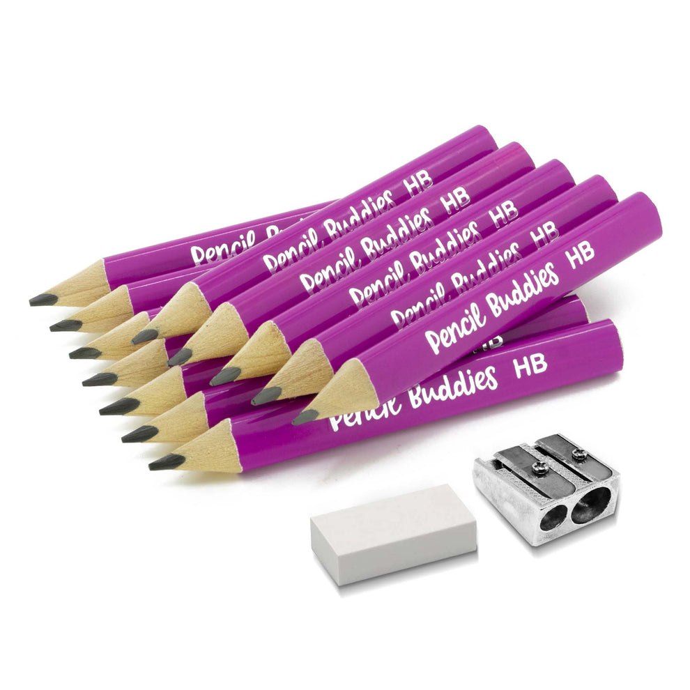 Short & Fat 3.5” Triangular Pencils – 3MM Core + Sharpener + Eraser (S ...